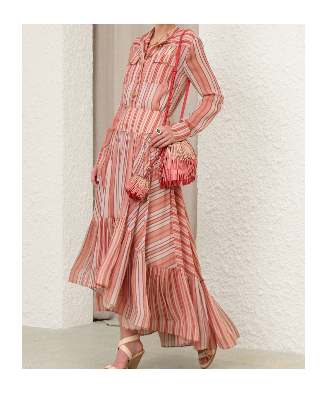 ZIMMERMANN Zimmermann Striped Long-Sleeve Shirt with Buttoned Cuffs and Flap Pockets